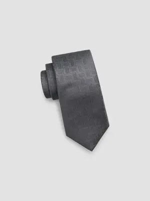 Canali Art Deco Motif Silk Tie - Silver