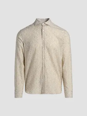 Canali Floral Linen-cotton Sport Shirt - Grey