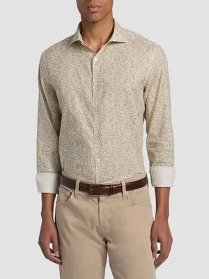 Canali Floral Linen-cotton Sport Shirt