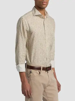 Canali Floral Linen-cotton Sport Shirt