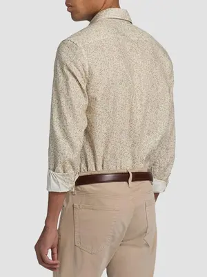 Canali Floral Linen-cotton Sport Shirt