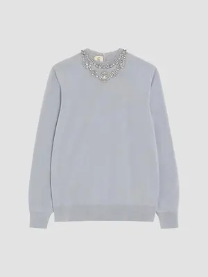 Valentino Garavani Embroidered Wool Sweater - Grey