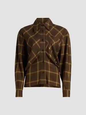 Co Check Plaid Banana-sleeve Shirt - Chocolate