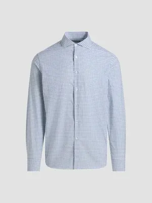 Canali Window Check Cotton Sport Shirt - Blue