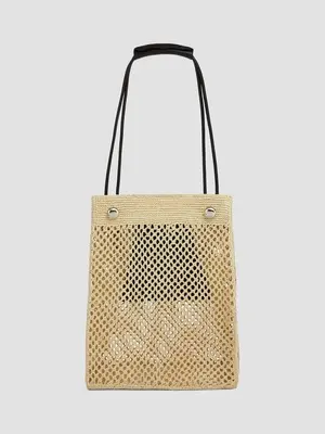 Loewe X Paula's Ibiza Pebble Hobo Honeycomb Raffia & Leather Tote Bag
