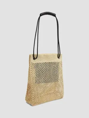 Loewe X Paula's Ibiza Pebble Hobo Honeycomb Raffia & Leather Tote Bag