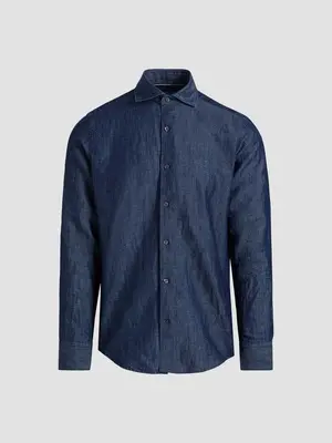 Canali Cotton-linen Sport Shirt - Blue