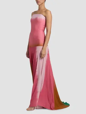 Silvia Tcherassi Inari Tie-dye Crepe Strapless Maxi Dress