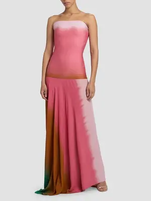 Silvia Tcherassi Inari Tie-dye Crepe Strapless Maxi Dress