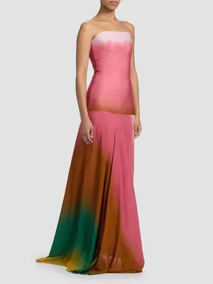 Silvia Tcherassi Inari Tie-dye Crepe Strapless Maxi Dress