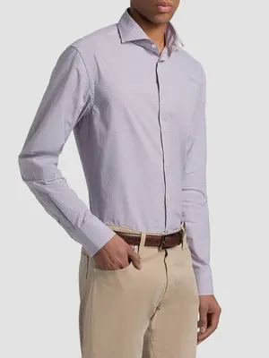 Canali Micro Checked Cotton Sport Shirt