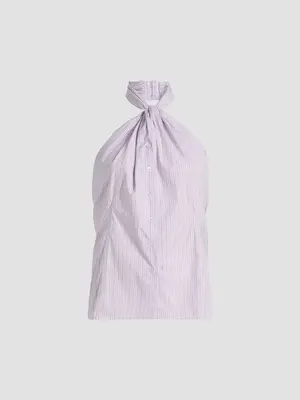 Ronny Kobo Micala Pinstriped Cotton Open-back Top
