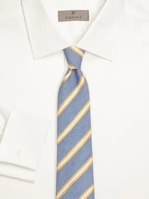 Canali Repp Stripe Silk Tie
