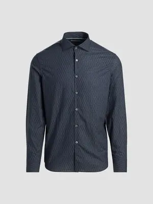 Canali Tonal Frecchia Sport Shirt - Navy