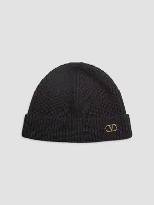 Valentino Garavani Vlogo Signature Knitted Cashmere Beanie - Black