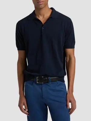 Canali Knit Cotton Polo Shirt