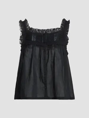 DÔEN Fidella Lace Cotton Top - Black