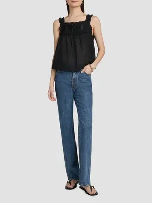 DÔEN Fidella Lace Cotton Top - Black