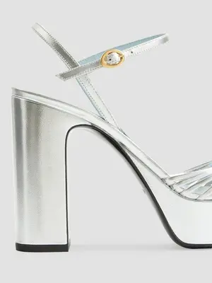 Valentino Garavani Coeur Royal 115mm Platform Sandals In Laminated Nappa