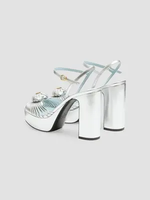 Valentino Garavani Coeur Royal 115mm Platform Sandals In Laminated Nappa