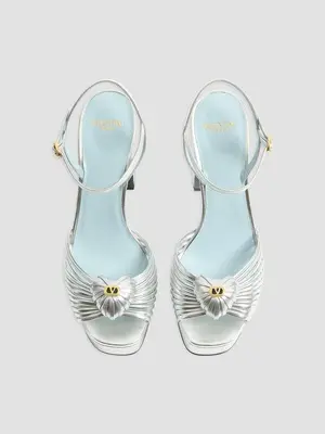 Valentino Garavani Coeur Royal 115mm Platform Sandals In Laminated Nappa