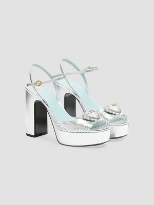 Valentino Garavani Coeur Royal 115mm Platform Sandals In Laminated Nappa