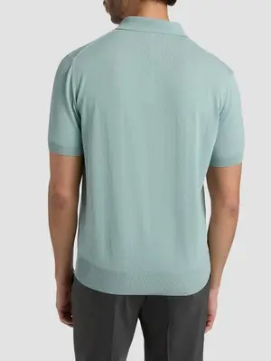 Canali Cotton Knit Polo Shirt - Teal
