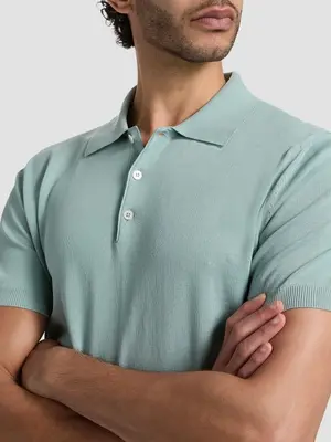 Canali Cotton Knit Polo Shirt - Teal