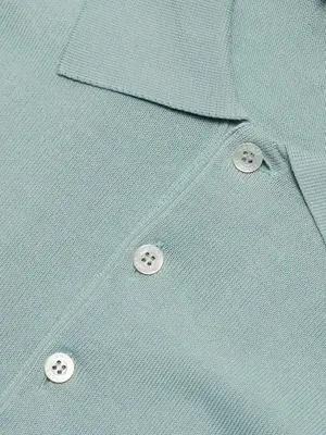 Canali Cotton Knit Polo Shirt - Teal