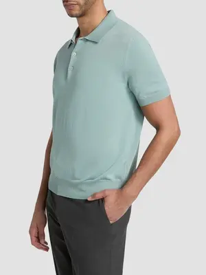 Canali Cotton Knit Polo Shirt - Teal