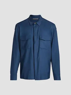 Canali Highluxury Wool-silk Overshirt - Blue