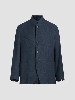 Canali Hybrid 4-button Patch Jacket - Navy