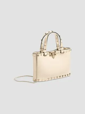 Valentino Garavani Rockstud Shopping Top Handle Bag In Grainy Calfskin
