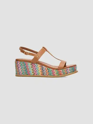 JIMMY CHOO Theia 60mm Chevron Raffia Wedge Sandals