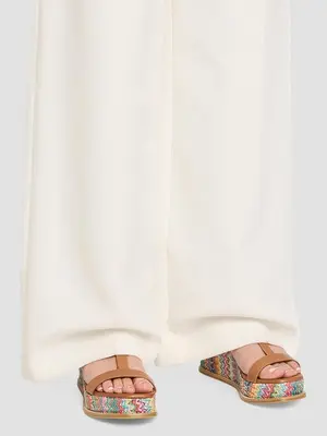 JIMMY CHOO Theia 60mm Chevron Raffia Wedge Sandals
