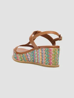 JIMMY CHOO Theia 60mm Chevron Raffia Wedge Sandals