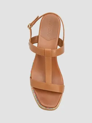 JIMMY CHOO Theia 60mm Chevron Raffia Wedge Sandals