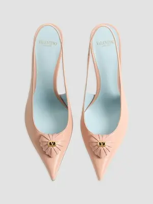 Valentino Garavani Coeur 100mm Royal Slingback Pumps In Kidskin