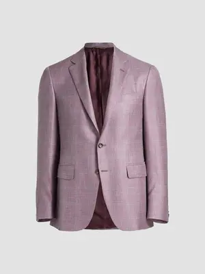 Canali Kei Windowpane Plaid Sport Coat - Brown