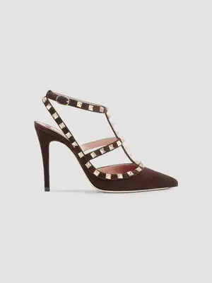 Valentino Garavani Rockstud 100mm Suede Pumps - Ebony