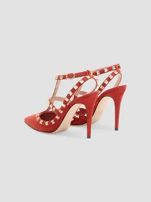 Valentino Garavani Rock Stud 100mm Suede Pumps - Red