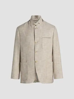 Canali Bruma Textured-weave Hybrid Patch Jacket - Tan