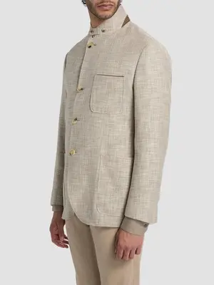 Canali Bruma Textured-weave Hybrid Patch Jacket