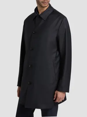 Canali Denim-effect Wool Raincoat