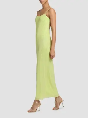 AREA Embellished Mesh Scoopneck Maxi Dress