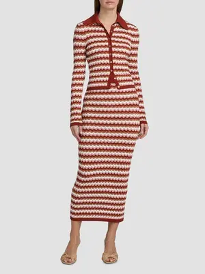 Ronny Kobo Drake Knit Midi-skirt - Rust Combo
