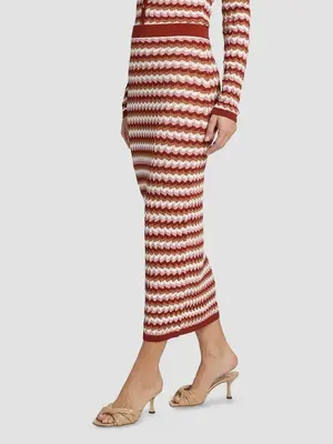 Ronny Kobo Drake Knit Midi-skirt - Rust Combo