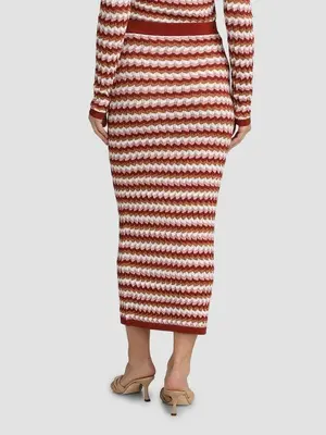 Ronny Kobo Drake Knit Midi-skirt - Rust Combo
