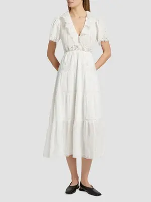 DÔEN Gabriella Lace Cotton Midi-dress