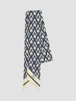 Valentino Garavani Toute La V Silk Bandeau Scarf Navy